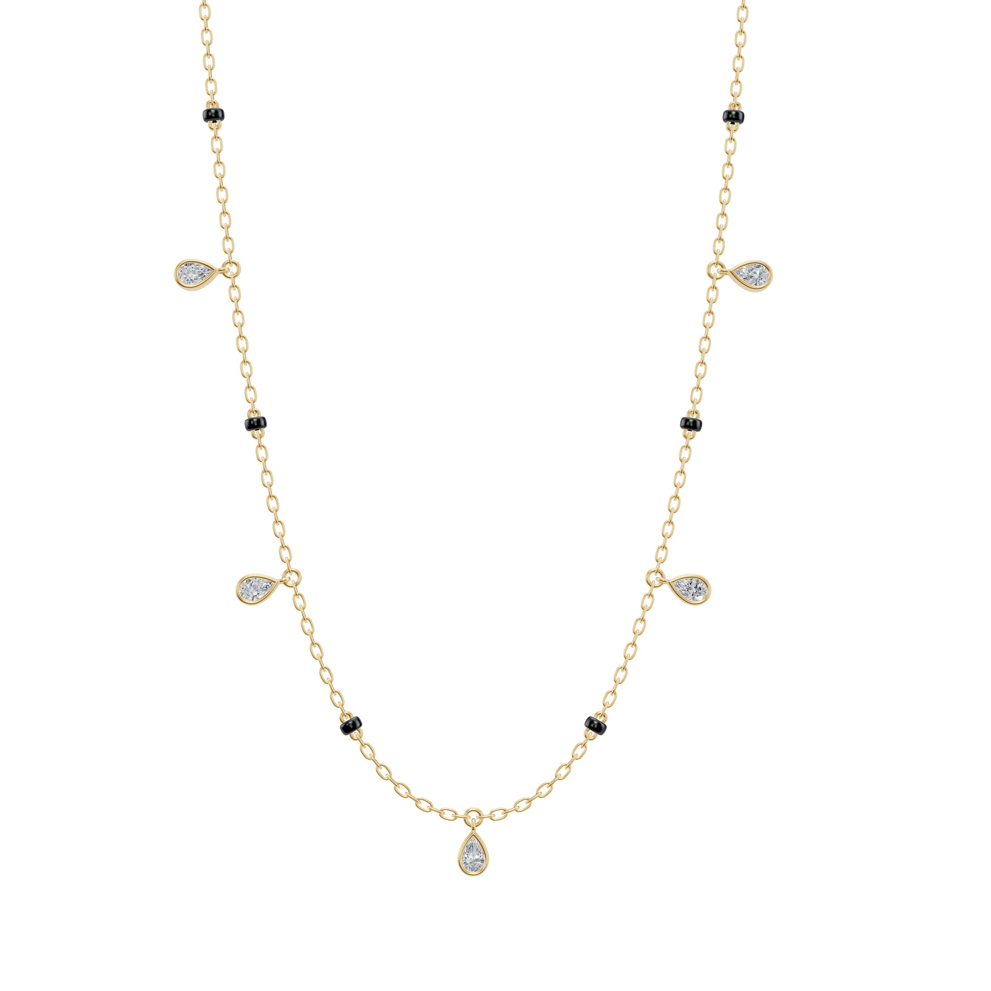 Shivani Necklace | Dangling Bezel Pear Lab Diamond Mangalsutra – Modern ...