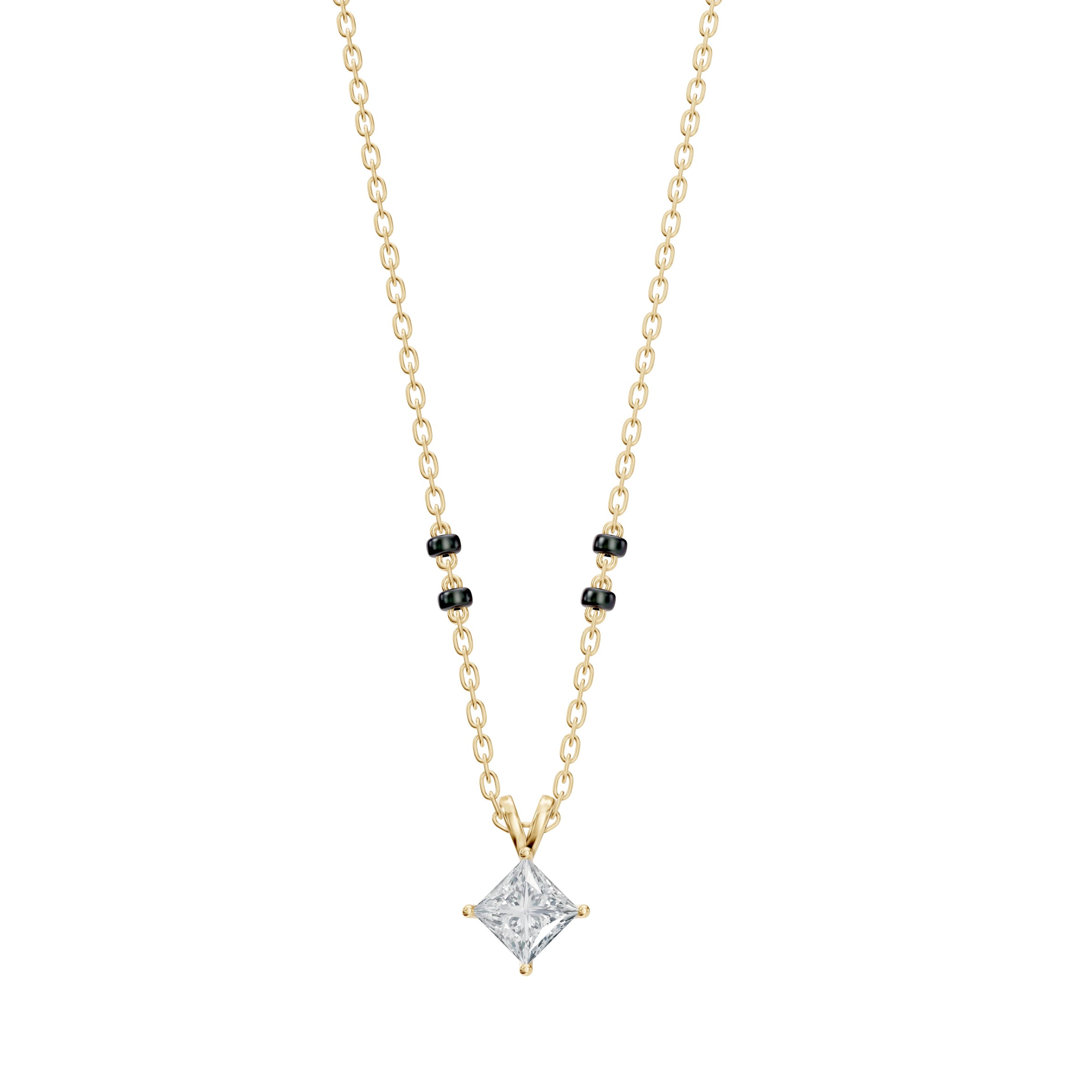 Zara Mangalsutra | 18K Gold Princess Lab Diamond Necklace – Modern Mangal
